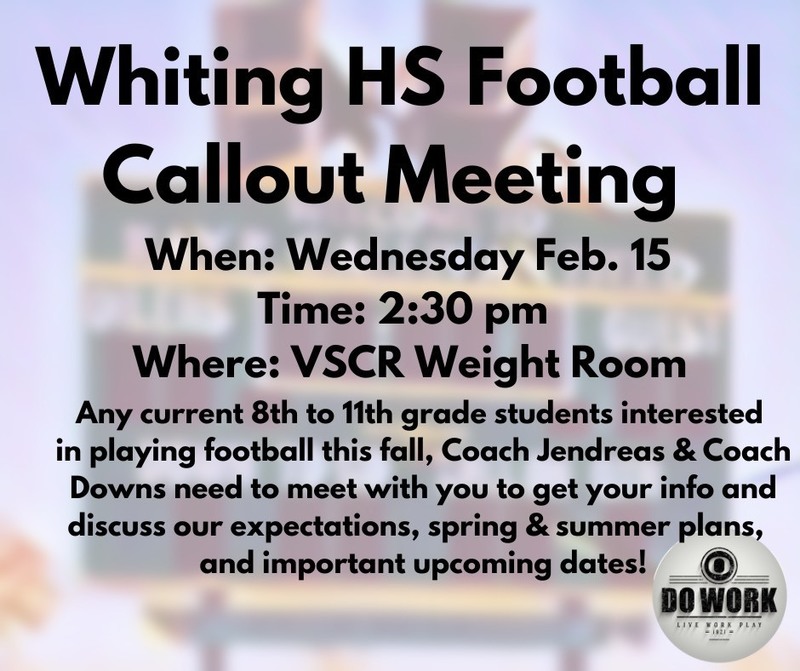Football Callout Meeting | Whiting Middle School